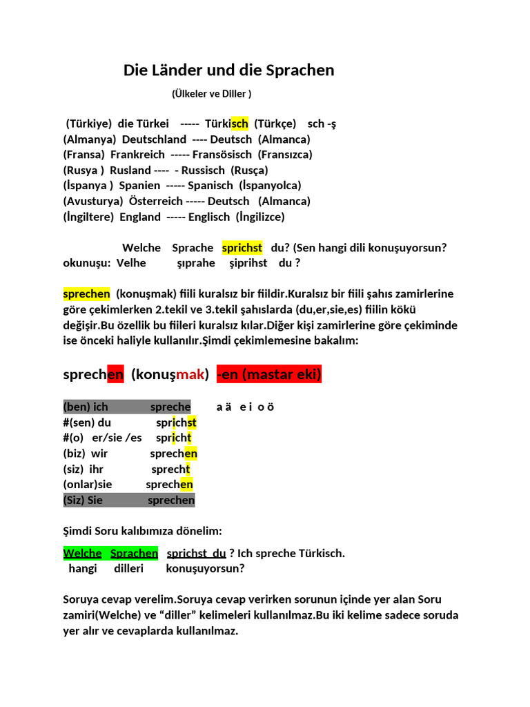 Die Länder Und Die Sprachen | PDF