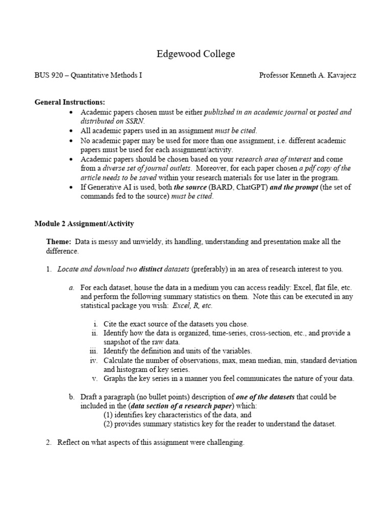 Quantitative Methods Assignment Guide | PDF