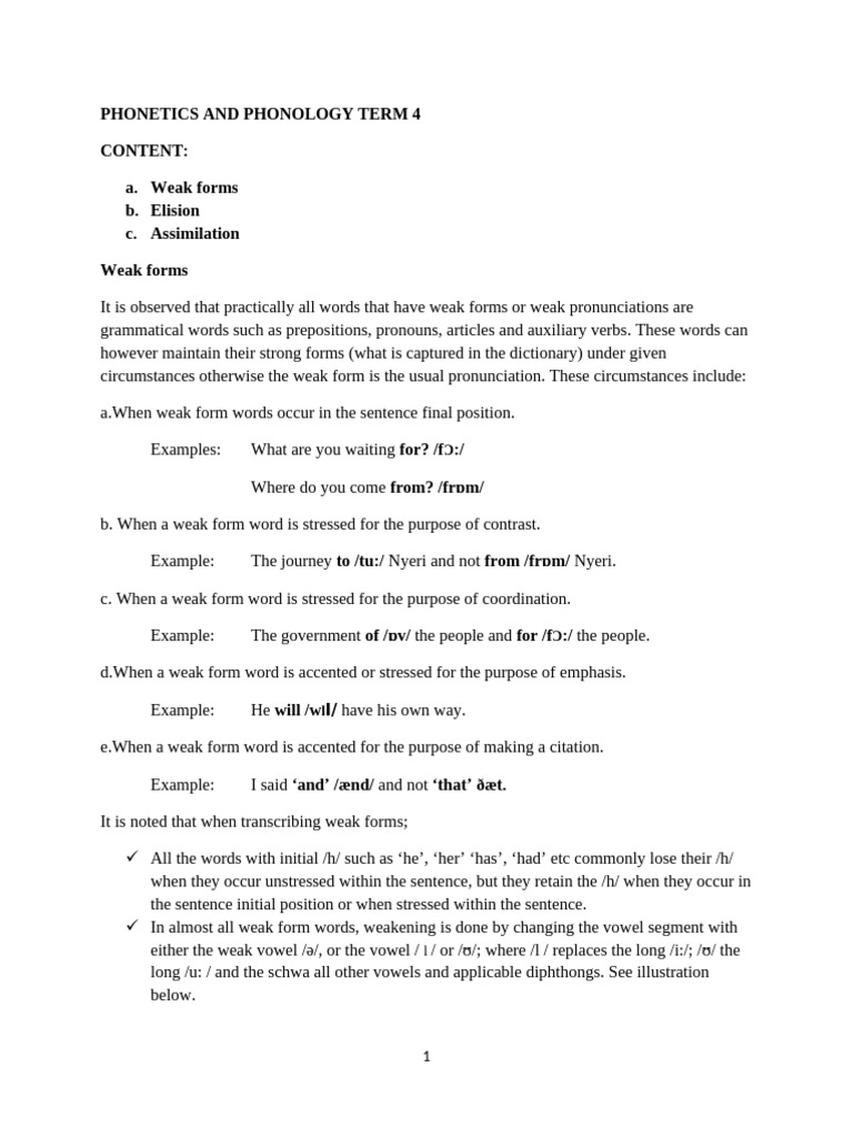 Phonetics and Phonology Term 4 Notes | PDF | Stress (Linguistics ...