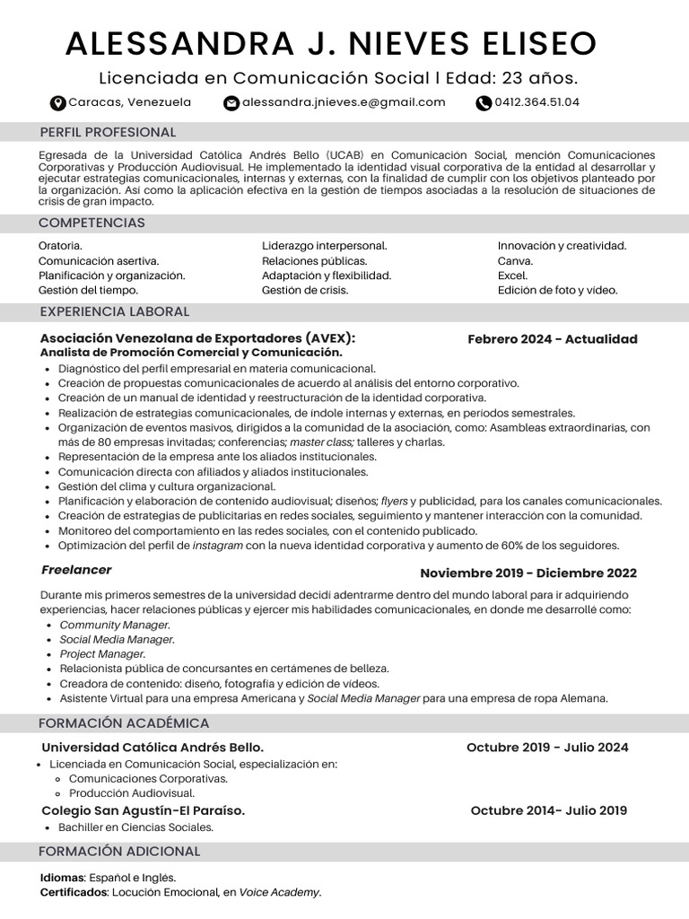CV Alessandra Nieves 2025.PDF | PDF | Venezuela