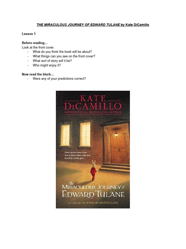 The Miraculous Journey of Edward Tulane Lesson 1 1 | PDF