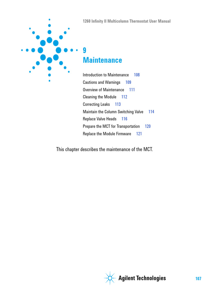 1260 Column Compartment Parts and Maintenance | PDF | Valve | Leak