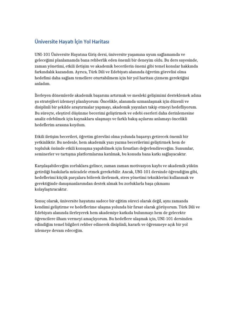 Üniversite Hayatı Yol Haritası | PDF