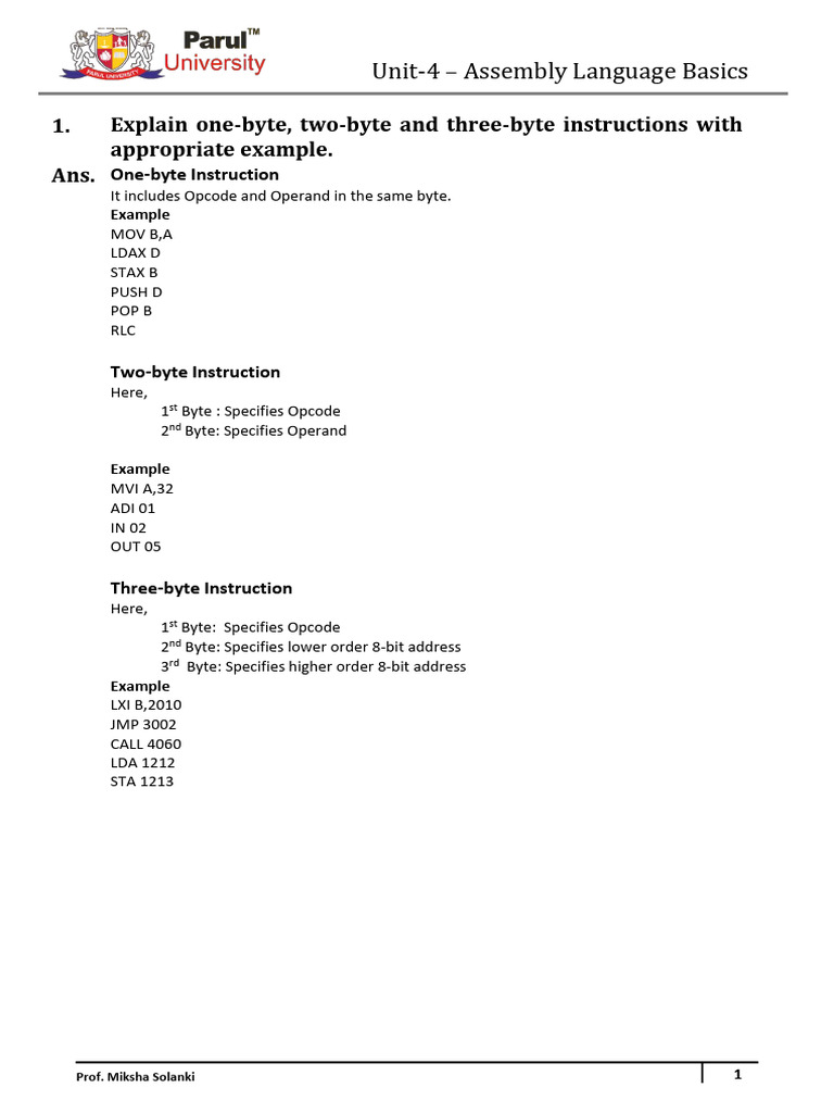 Assembly Language Instruction Types | PDF | Assembly Language | Computing