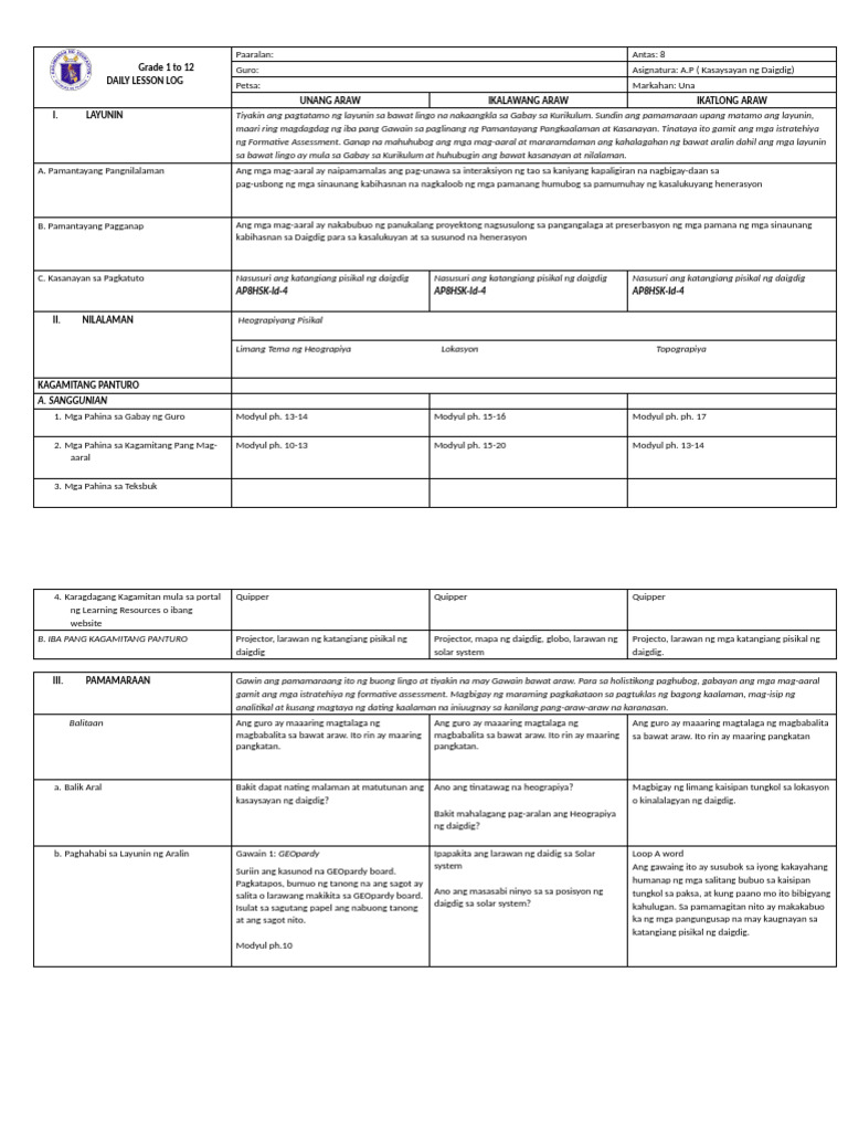Ap8 Q1 DLL | PDF