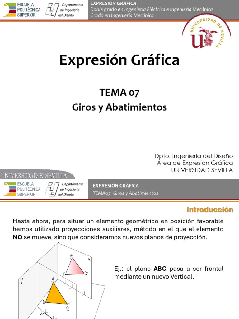 Giros y Abatimientos en Expresión Gráfica | PDF | Línea (geometría ...