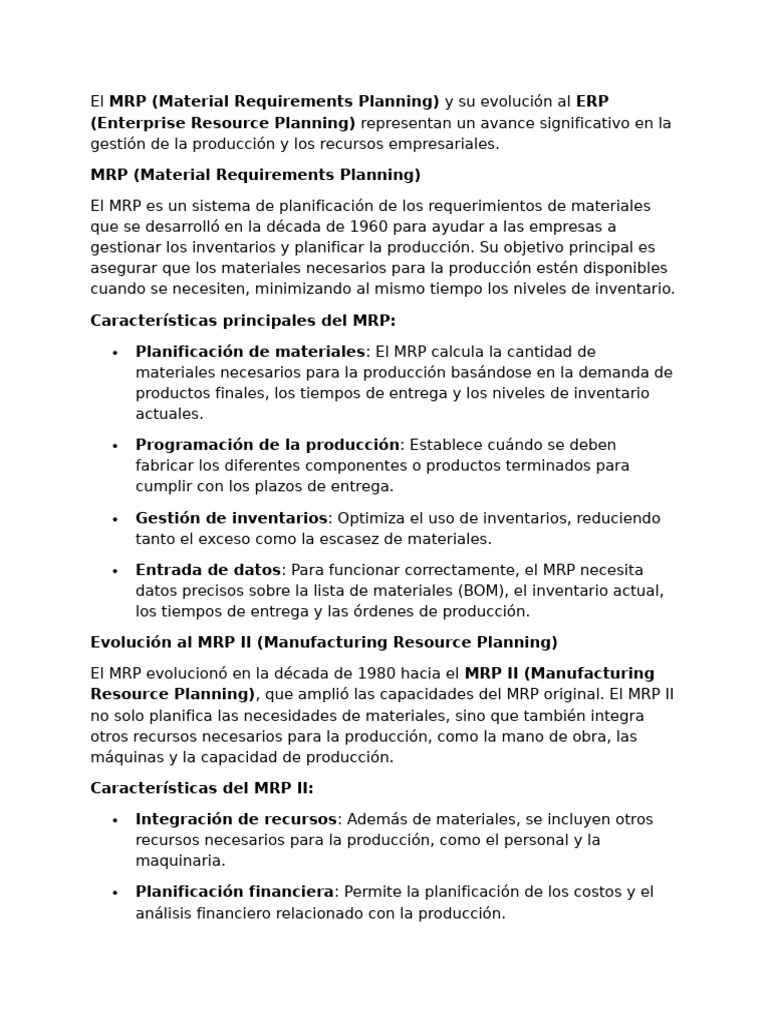 El MRP | PDF | Planificación de recursos empresariales | Business