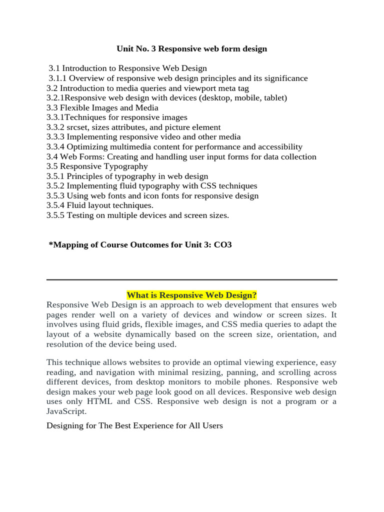Unit No. 3 Responsive Web Pages Notes | PDF | Responsive Web Design ...