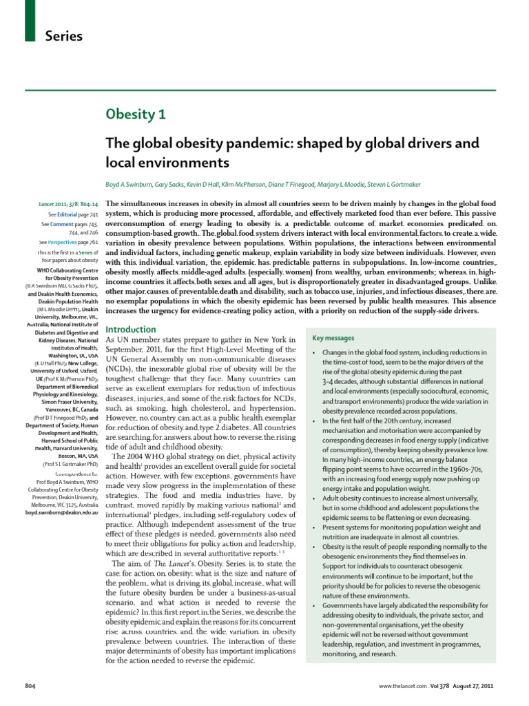 The Global Obesity Pandemic Shaped by Global Drivers and Local ...