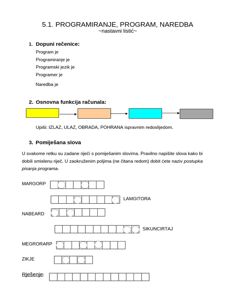 5 1 Nastavni Listic | PDF