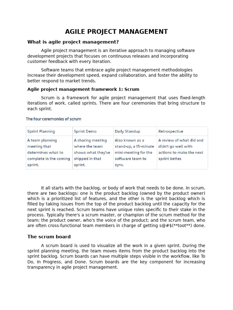 Lesson1-Agile Project Management | PDF | Scrum (Software Development) | Agile Software Development