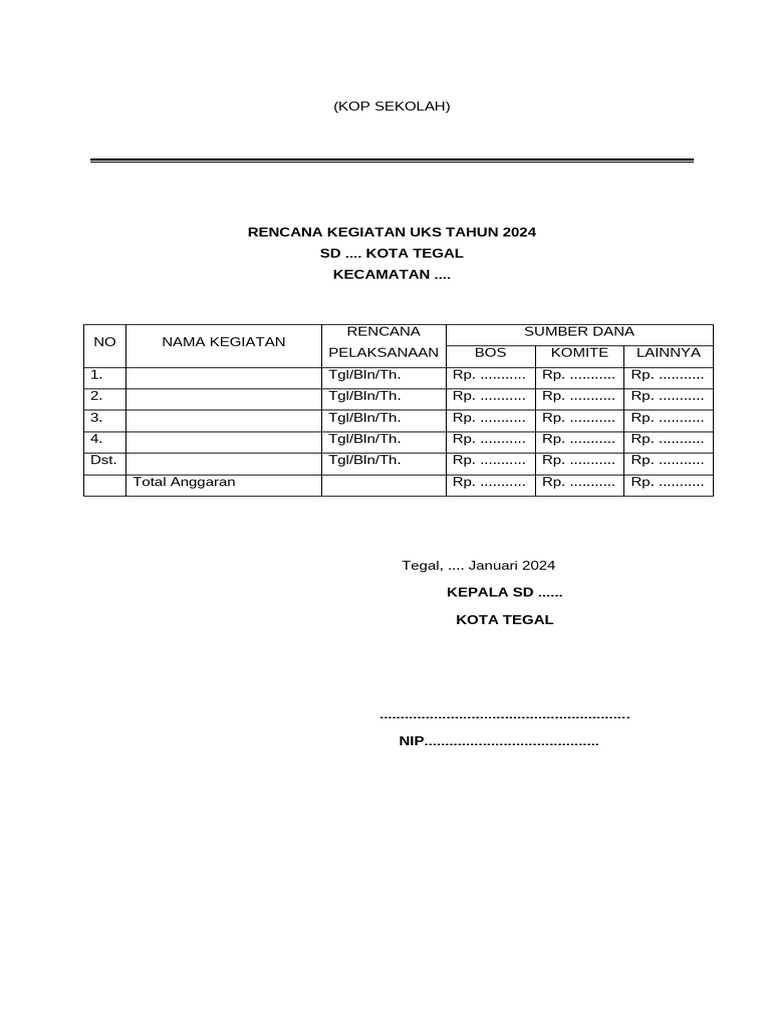 4. Laporan Kegiatan UKS SD 2024 | PDF