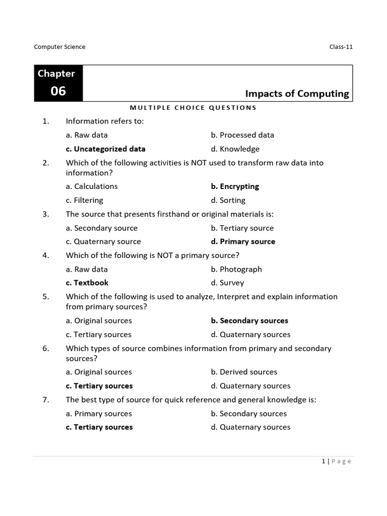 Ch-06: Impacts of Computing - MCQs - PDF | PDF | Computer Network | Bias