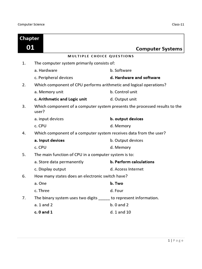 Ch-01: Computer System - MCQs - PDF | PDF | Network Topology | Software ...