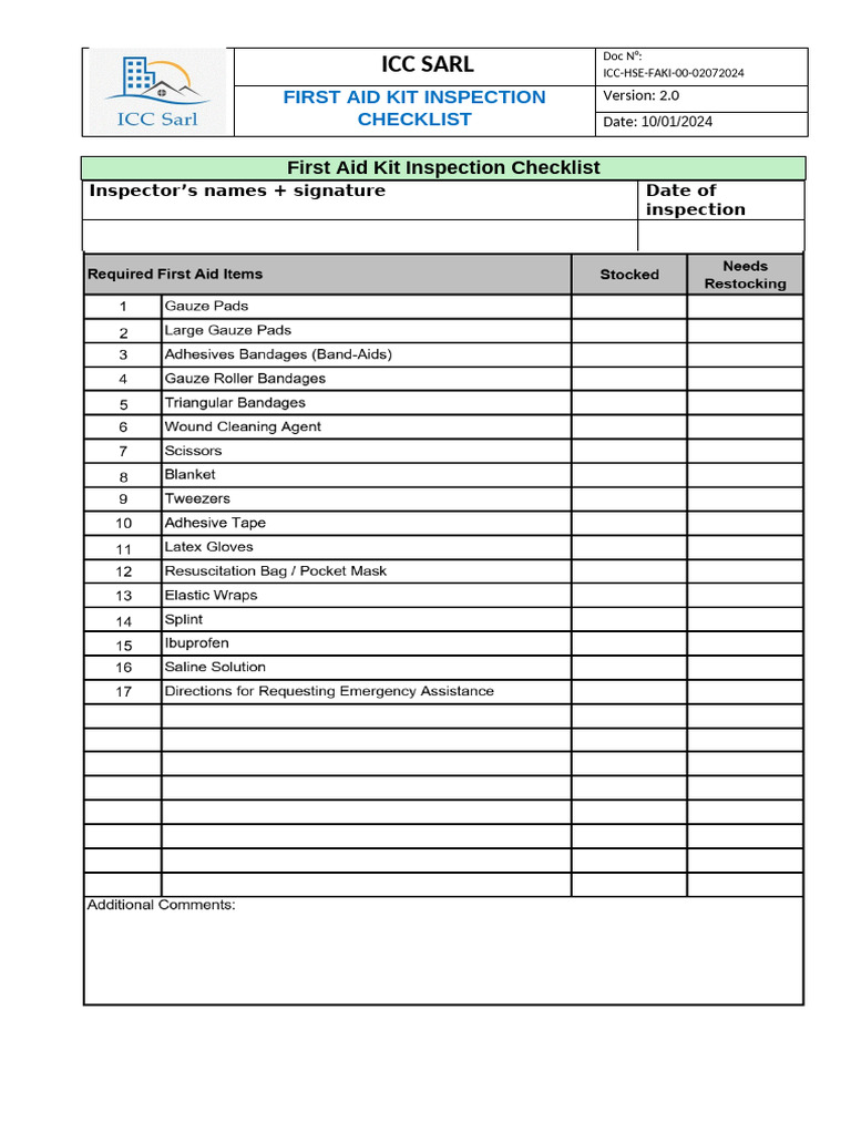 First-Aid Kit Checklist | PDF