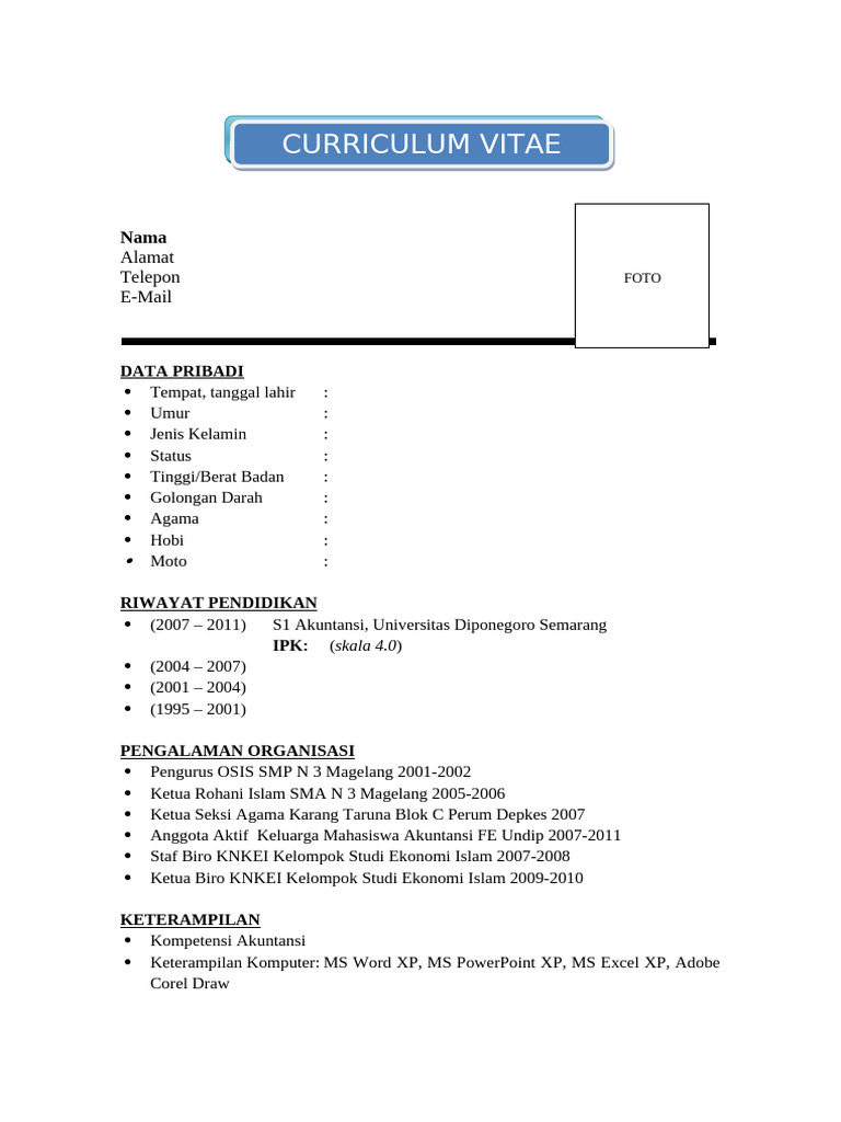 644537612 Format Cv Kosong | PDF
