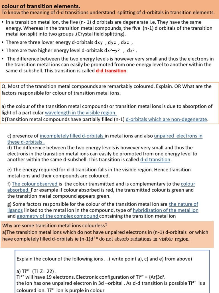Colour and Catalytic Properties | PDF | Transition Metals | Alloy