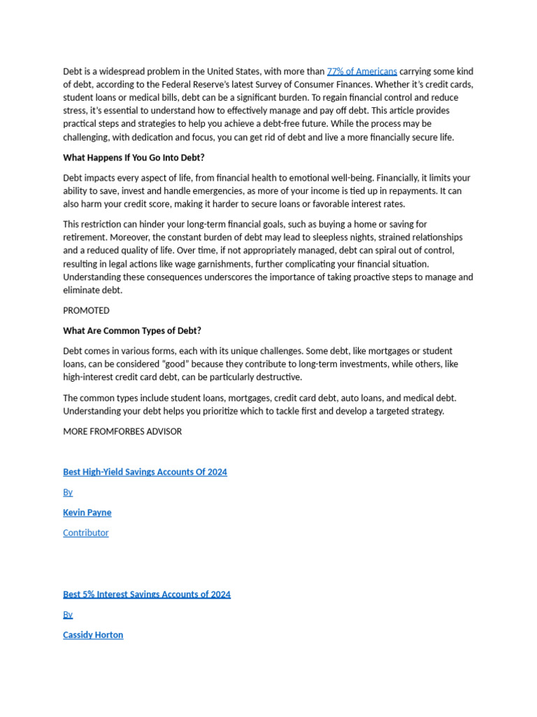 How To Get Out of Debt Essay | PDF | Debt | Loans