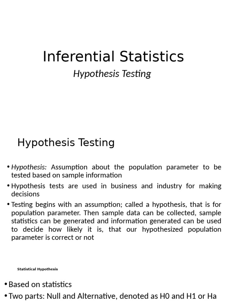 Inferential Statistics | PDF | Hypothesis | Statistics