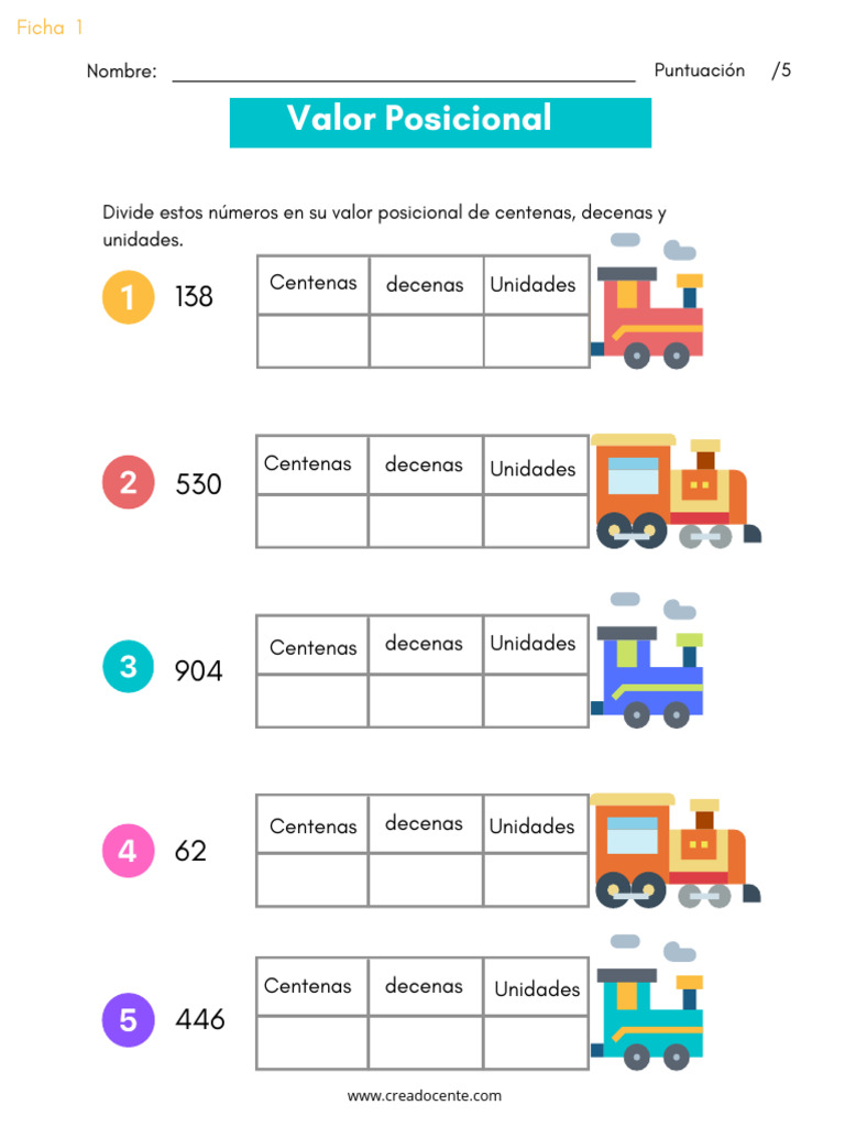 Ejercicios de Valor Posicional en Números | PDF