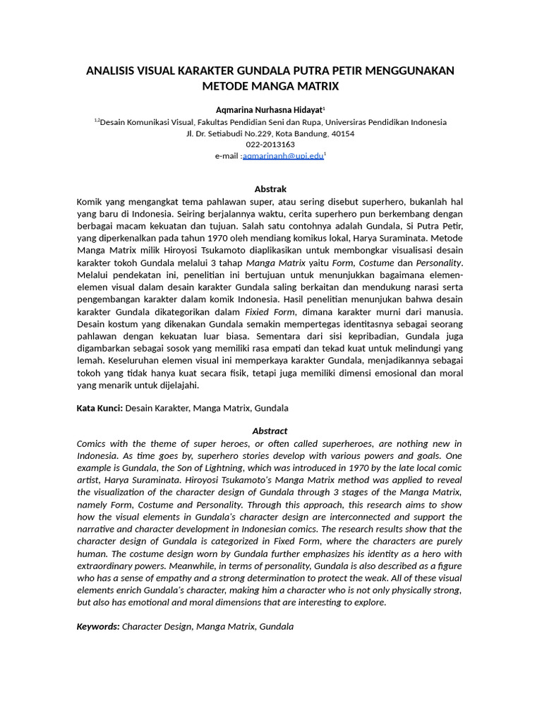 Analisis Visual Karakter Gundala Putra Petir Menggunakan Metode Manga ...