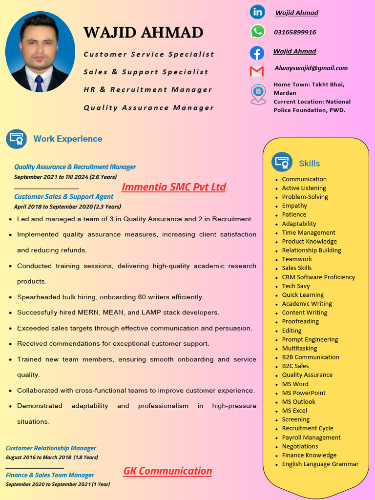 Wajid Ahmad Khan May 2024 (1) | PDF | Sales | Customer Relationship Management