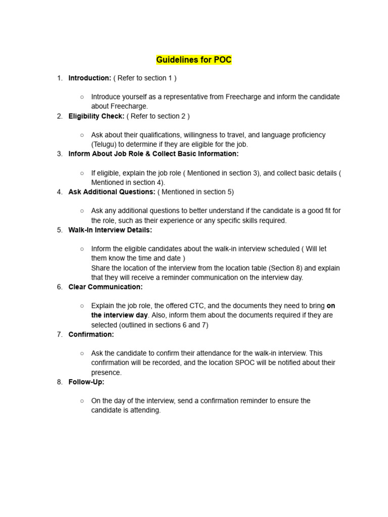 Interview Locations - Freecharge | PDF