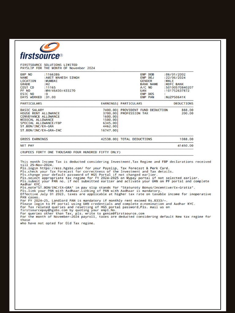 November Payslip | PDF