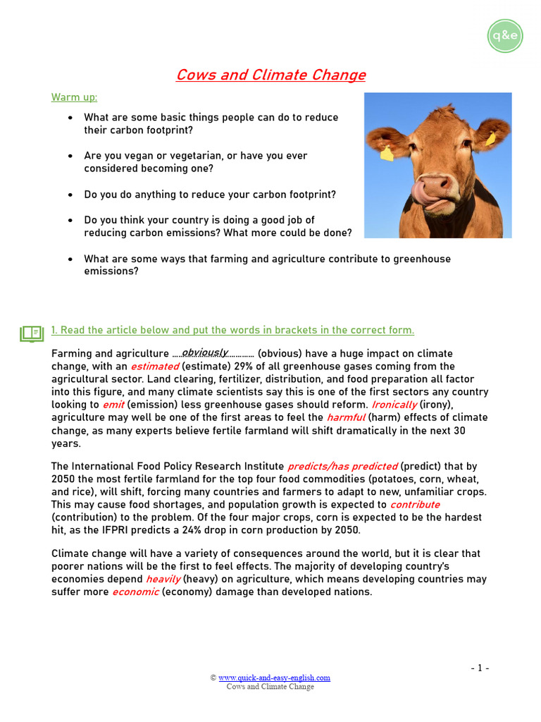 Cows and Climate Change B2 TV | PDF | Agriculture | Climate Change