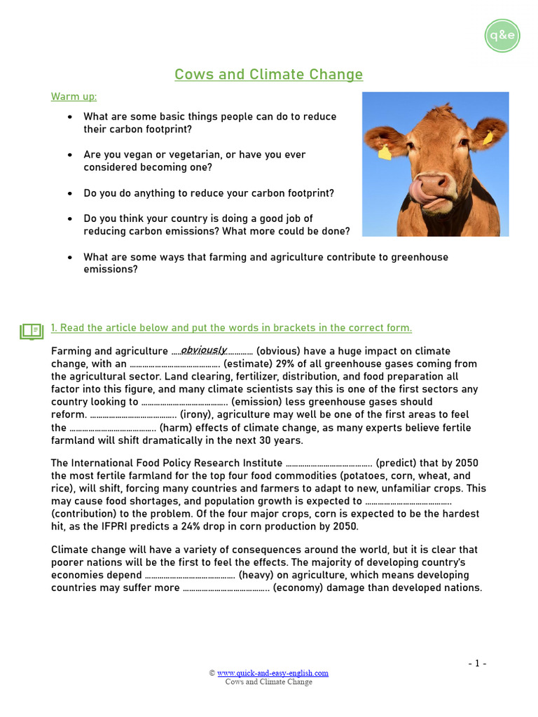 Cows and Climate Change B2 SV | PDF | Agriculture | Climate Change