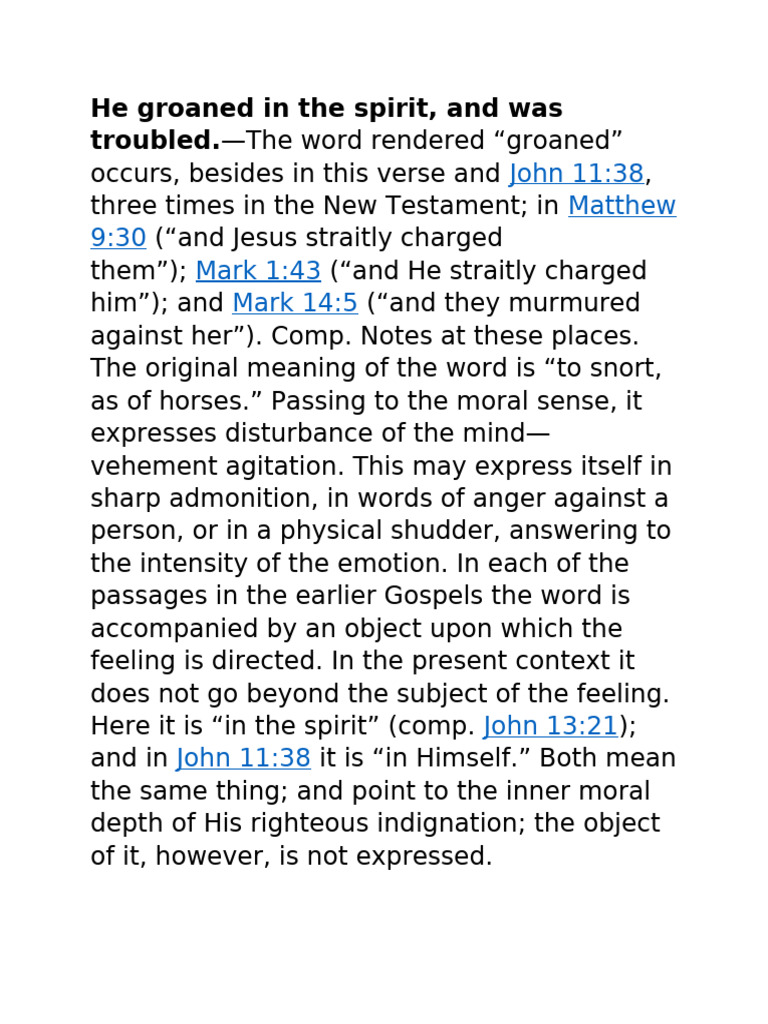 He Groaned in The Spirit ANGER John 11 | PDF | Jesus | Lazarus Of Bethany