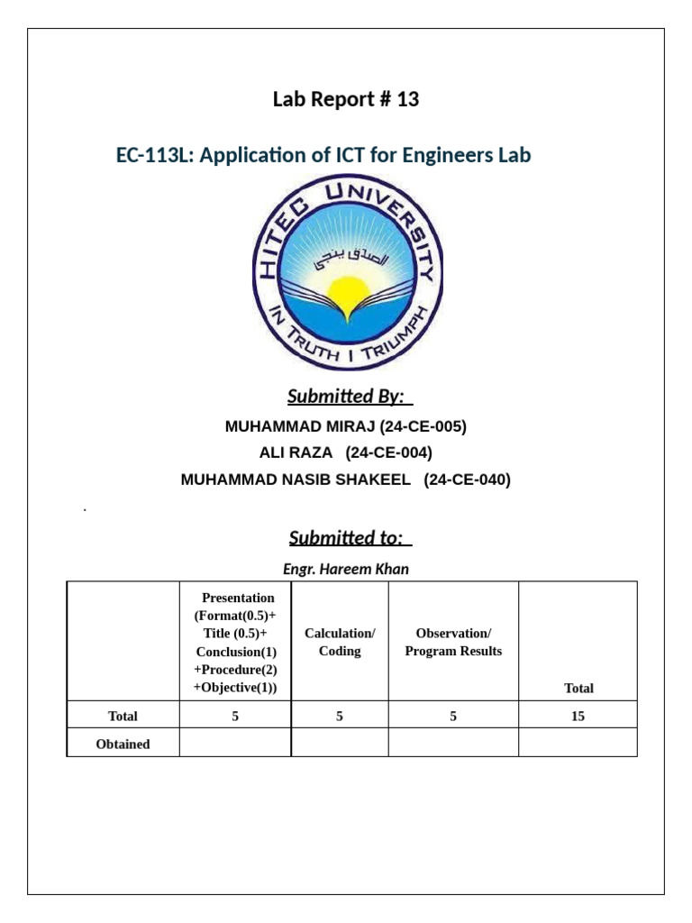 Final Lab Report Ict | PDF