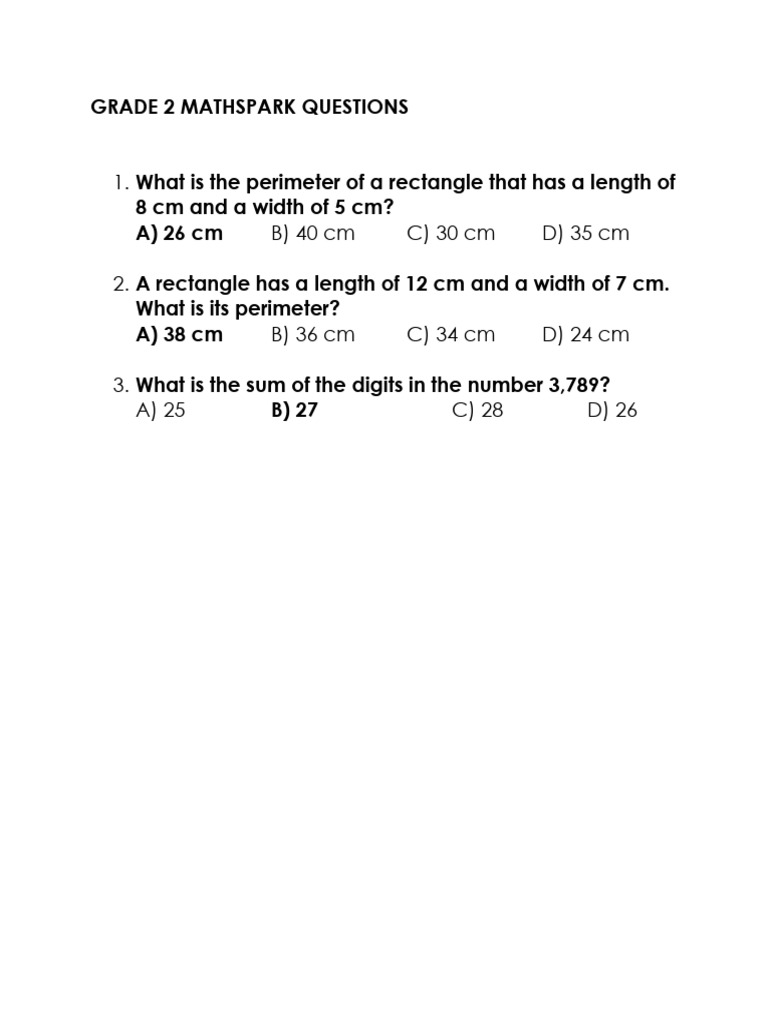 Grade 2 Mathspark Questions - Sumpotan Es | PDF