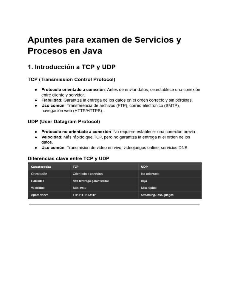 Servicios y Procesos en Java: TCP y UDP | PDF
