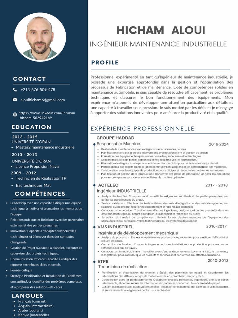 Curriculum Vitae Aloui Hicham 2024-Ref004 | PDF
