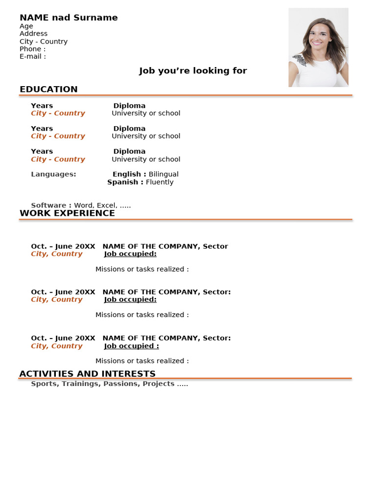 plantilla-curriculum-vitae-clasico-word-gratis | PDF