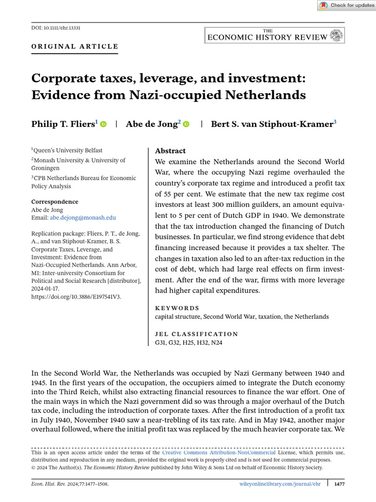 The Economic History Review - 2024 - Fliers - Corporate Taxes Leverage ...
