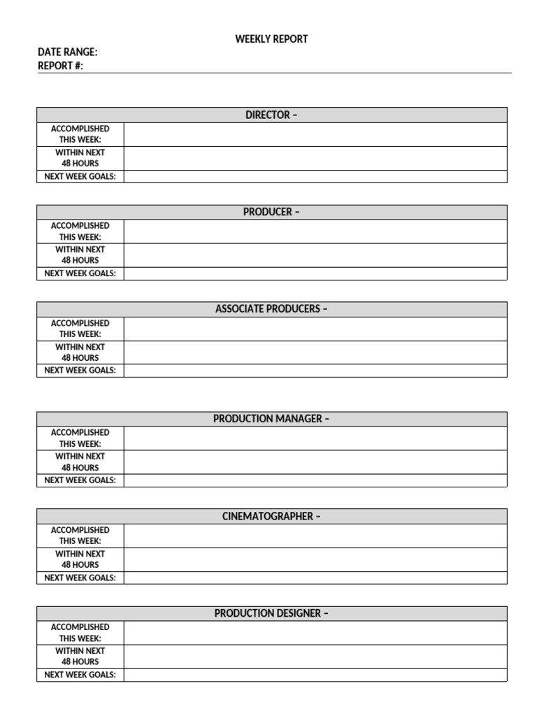 Grad Film Weekly Report | PDF