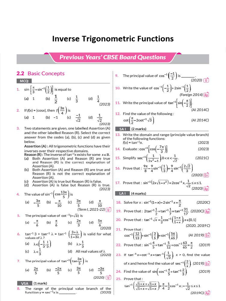 12pyq Inv Trigo | PDF