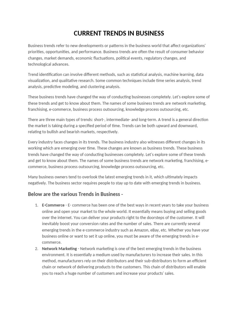 Key Business Trends to Watch Now | PDF | Franchising | Outsourcing