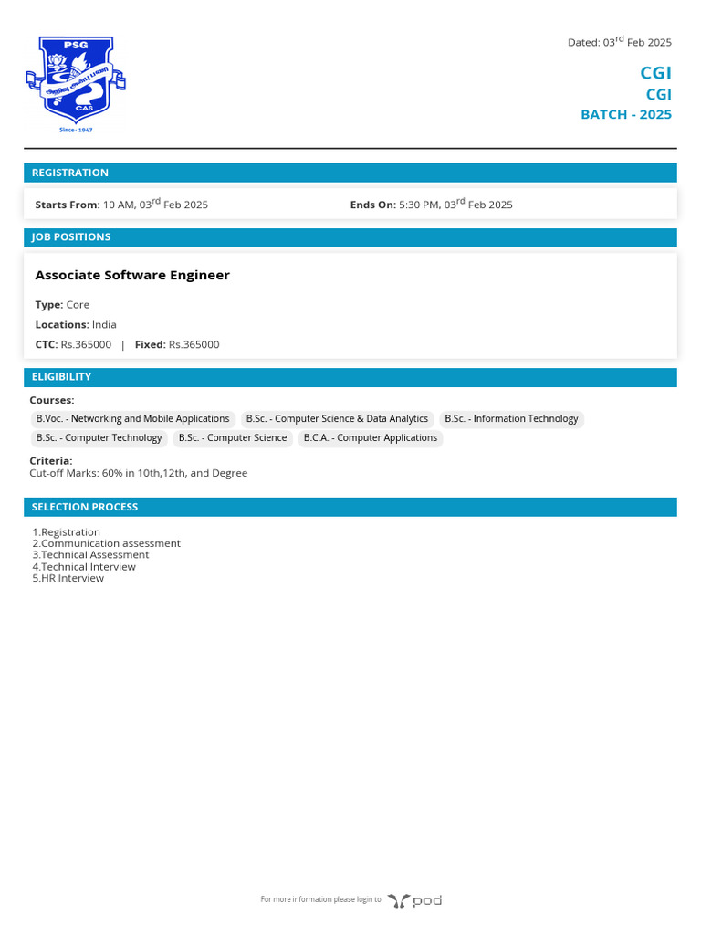 Associate Software Engineer: BATCH - 2025 | PDF