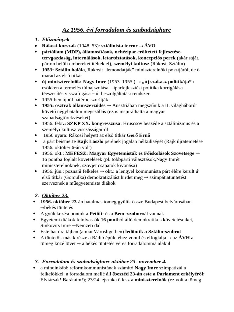 Az 56-Os Forradalom És Szabadságharc | PDF