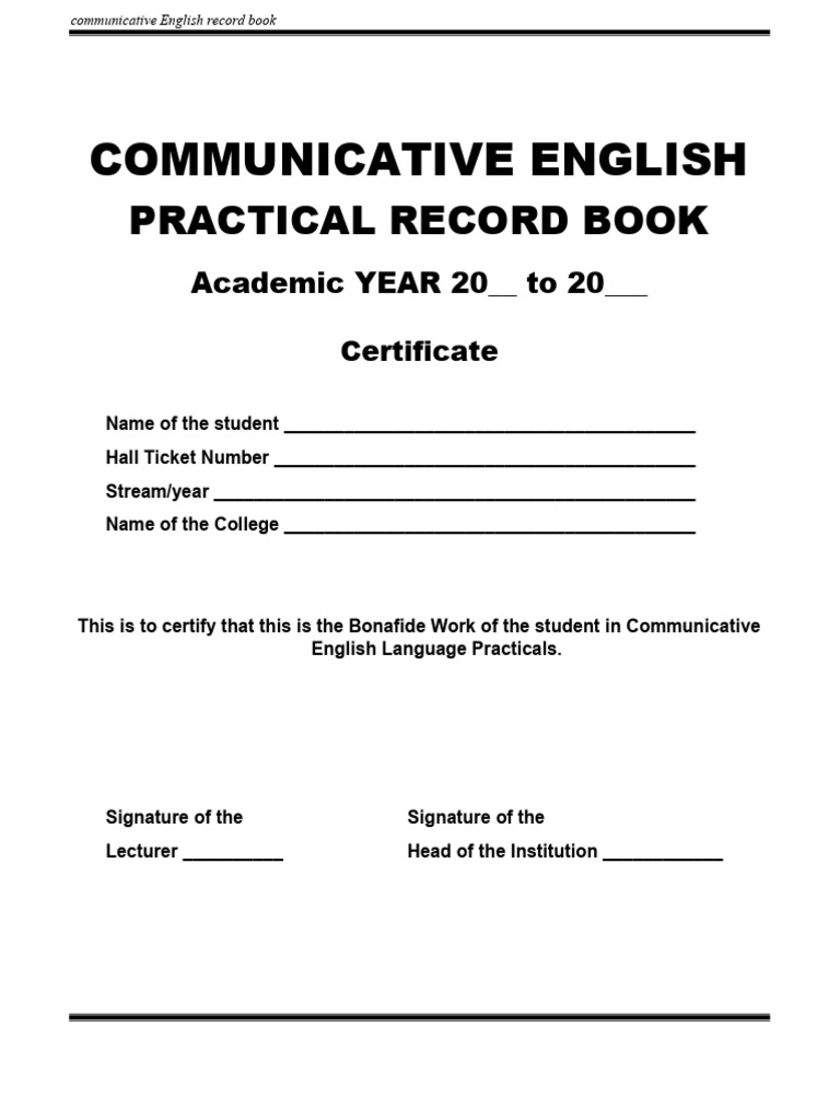 Communicative English Record Book | PDF
