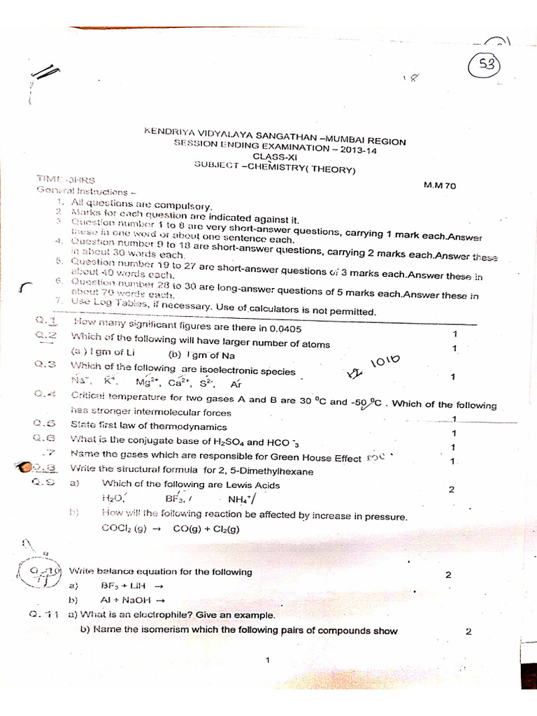 Chemistry Session Ending Pyq's | PDF