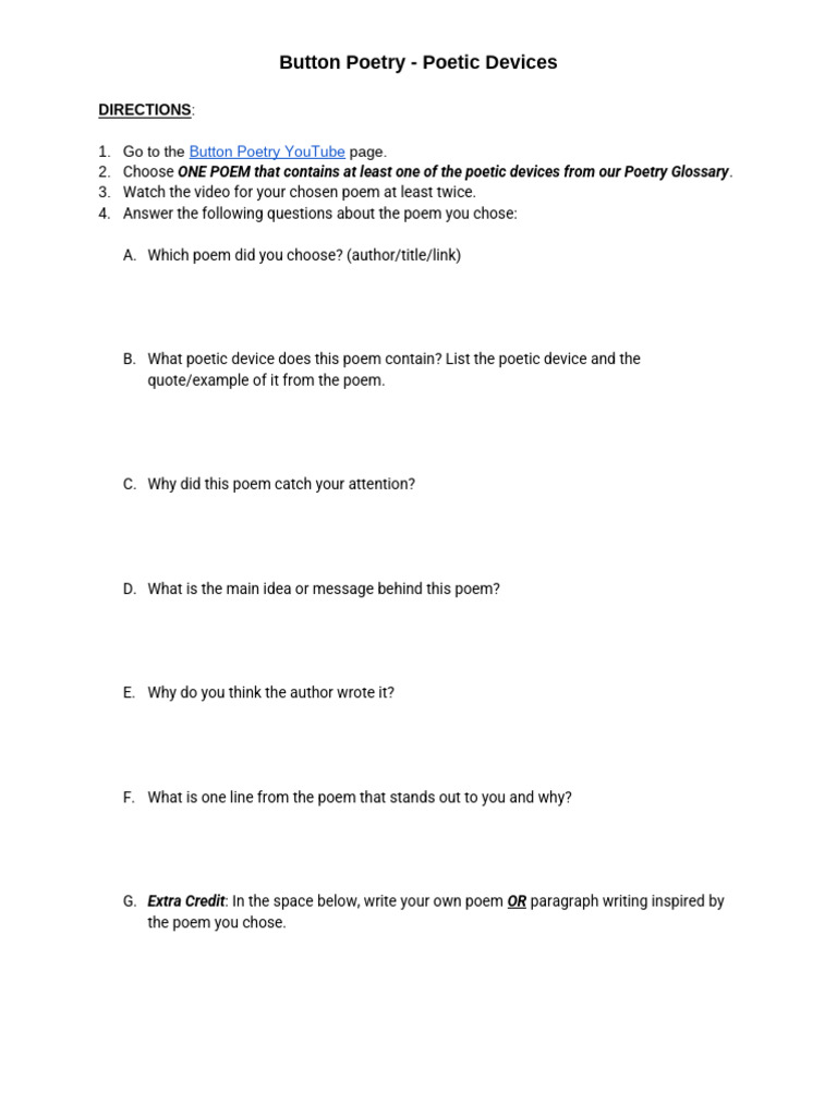 Button Poetry - Poetic Devices | PDF