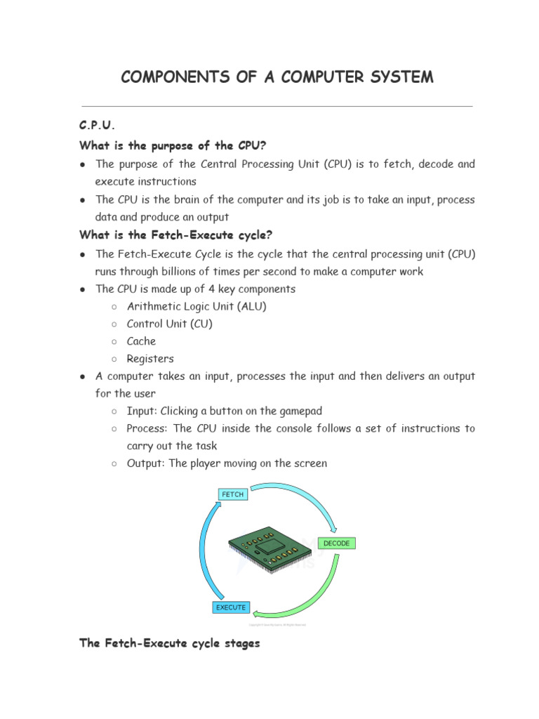 COMPONENTS OF A COMPUTER SYSTEM | PDF | Computer Data Storage | Random ...