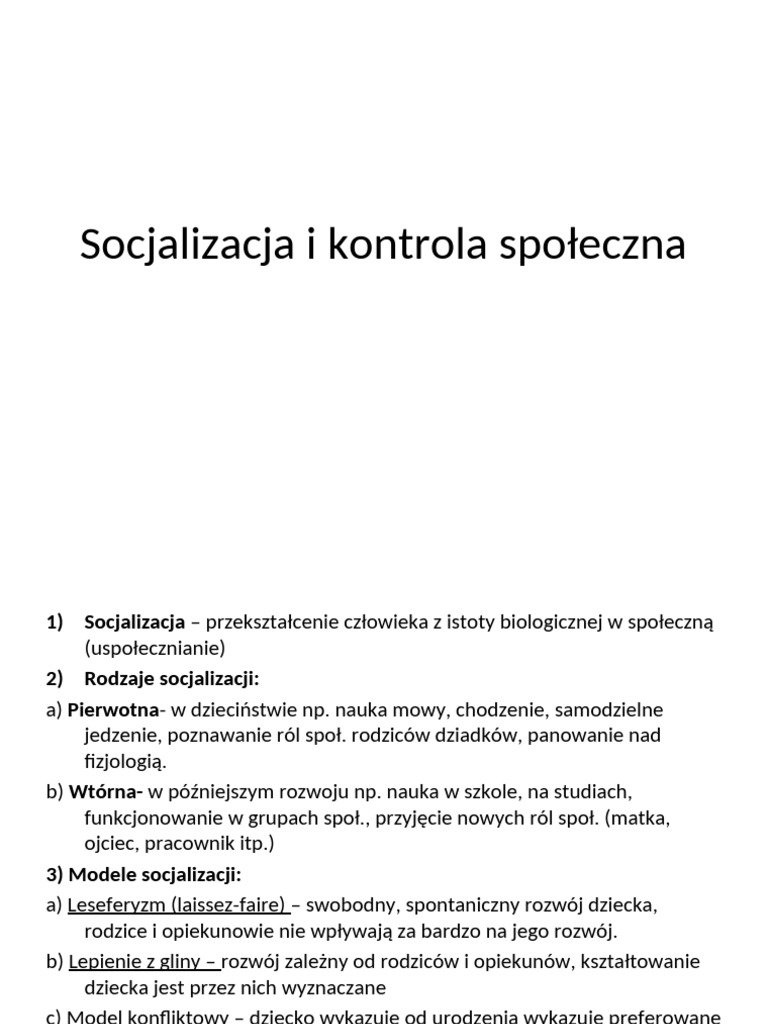 Socjalizacja I Kontrola Społeczna | PDF