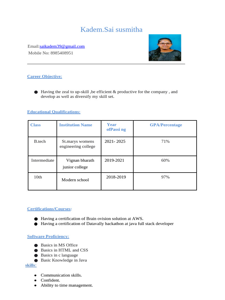 sai resume 1 | PDF