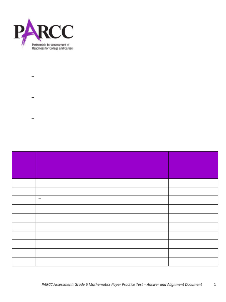 Grade 6 Math PARCC Practice Answers | PDF | Volume | Cartesian ...