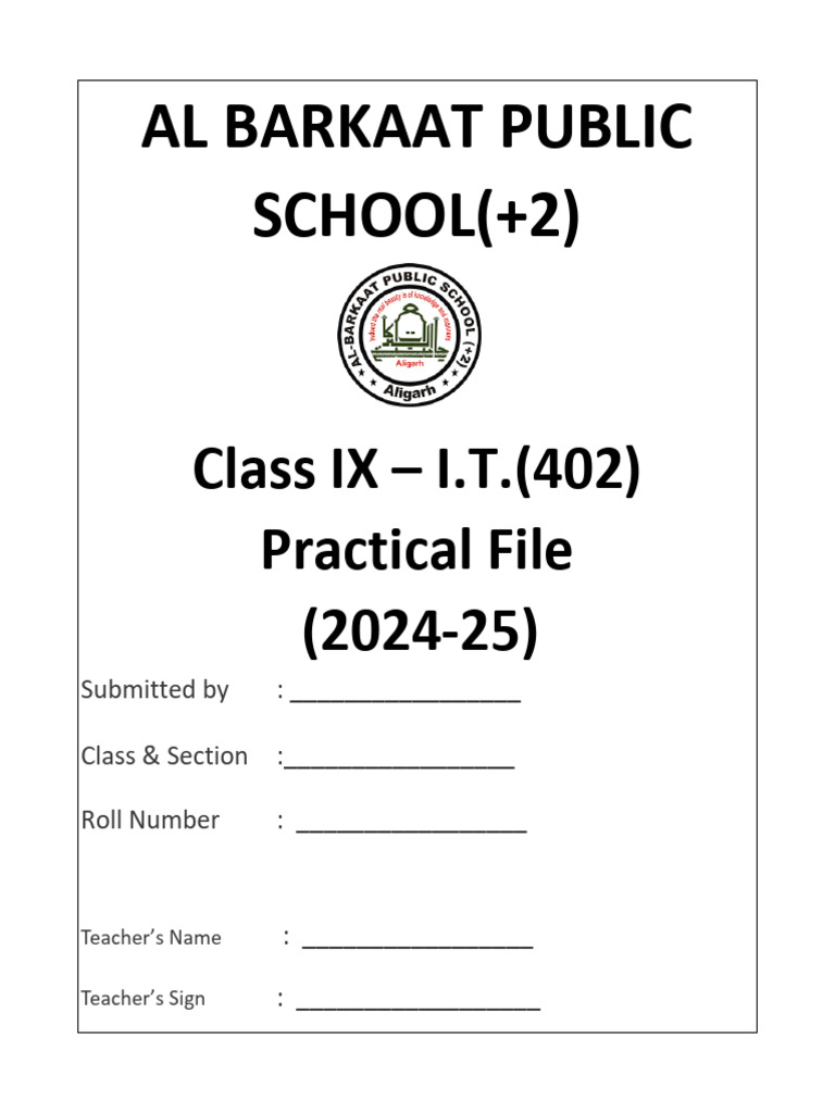 Class IX IT Practical File 2024-25 | PDF